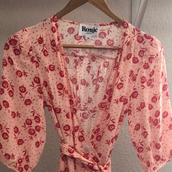 Rouje | Dresses | Rouje Rosalie Rose Pink Floral Wrap Dress | Poshmark